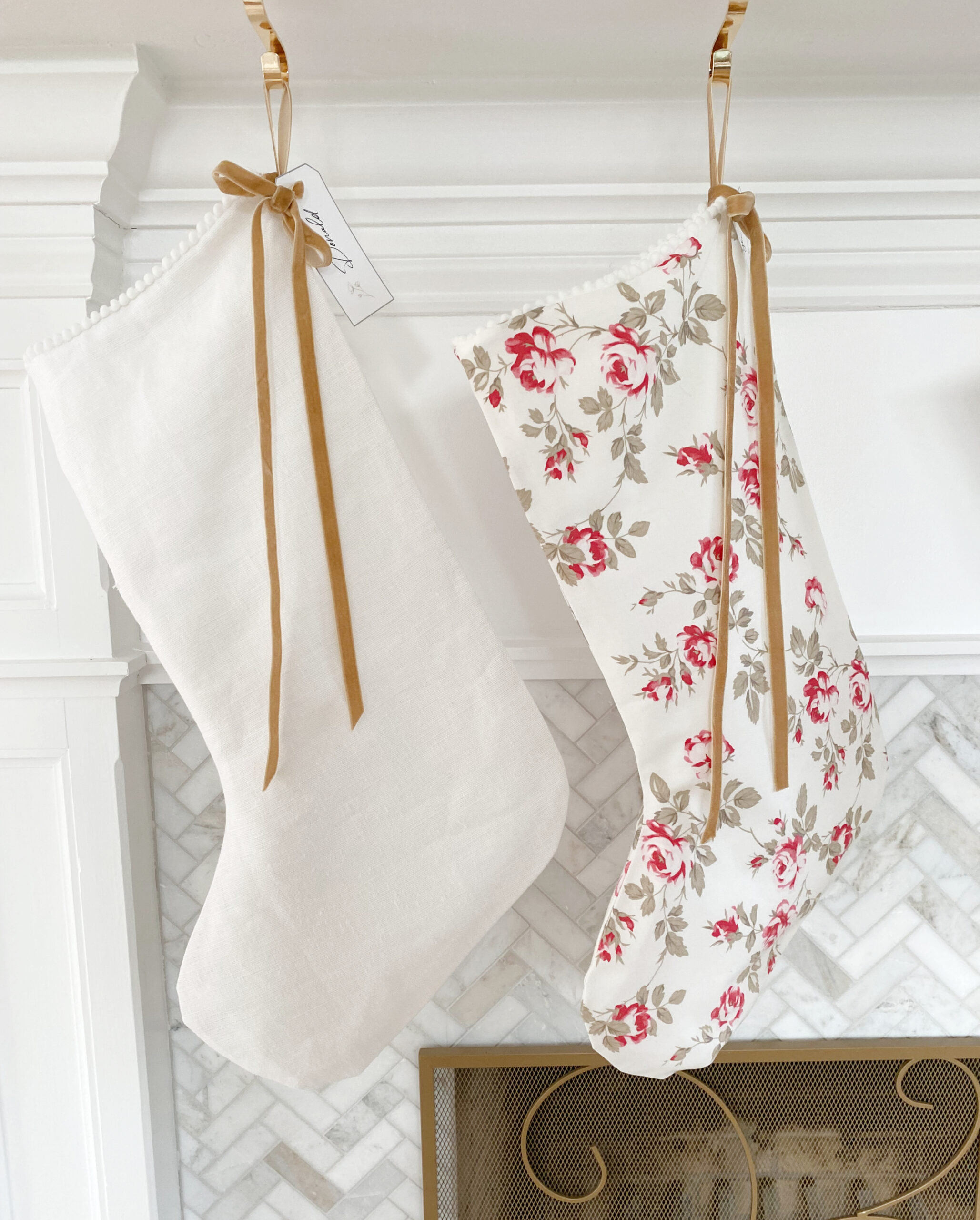 Sew a Pretty Linen or Vintage Floral Christmas Stocking (free pattern ...
